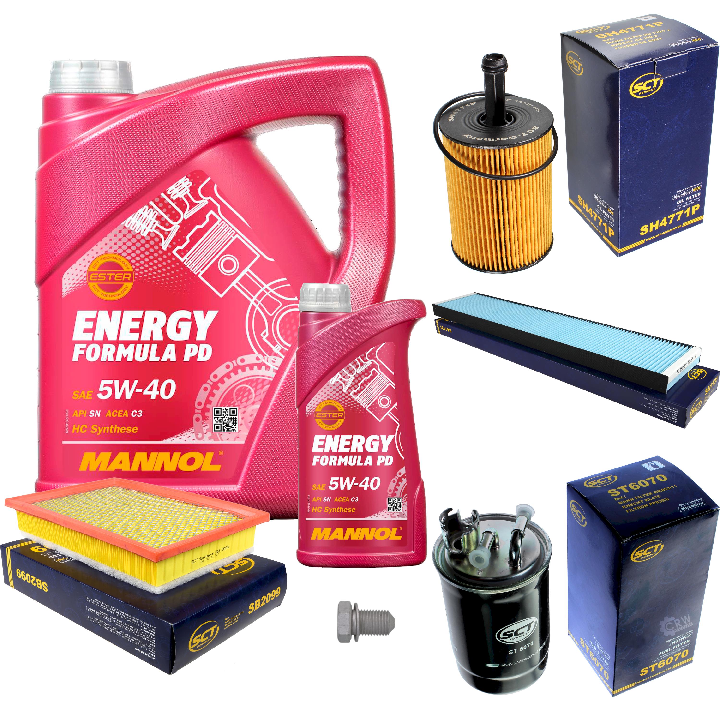 Sct Inspection Set 6 L mannol Énergie Formula Pd 5W-40 pour De VW ...