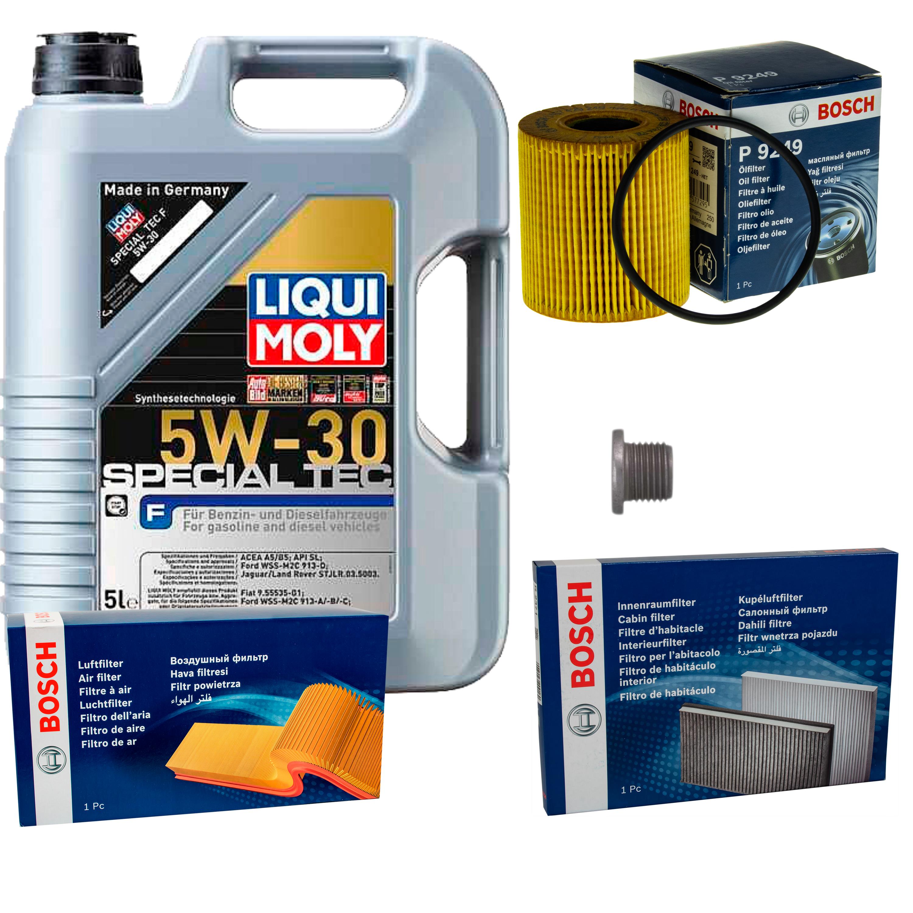 BOSCH INSPECTION SET 5 L Liqui Moly Spécial Tec F 5W-30 pour Fiat Qubo 225 1.4 EUR 123,69 ...