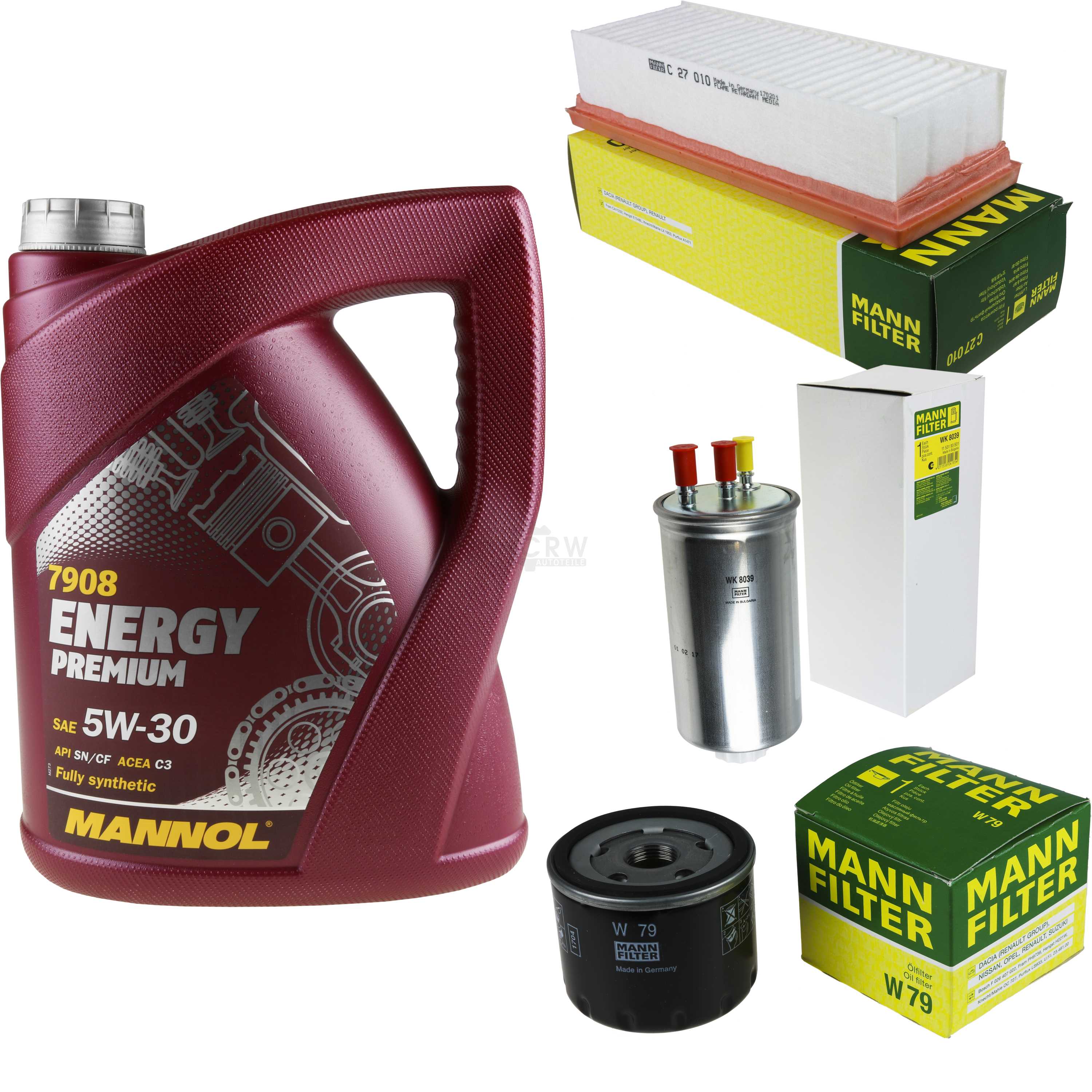 Mann-Filter Controllo Set 5L mannol Energy Premium 5W-30 per Dacia ...