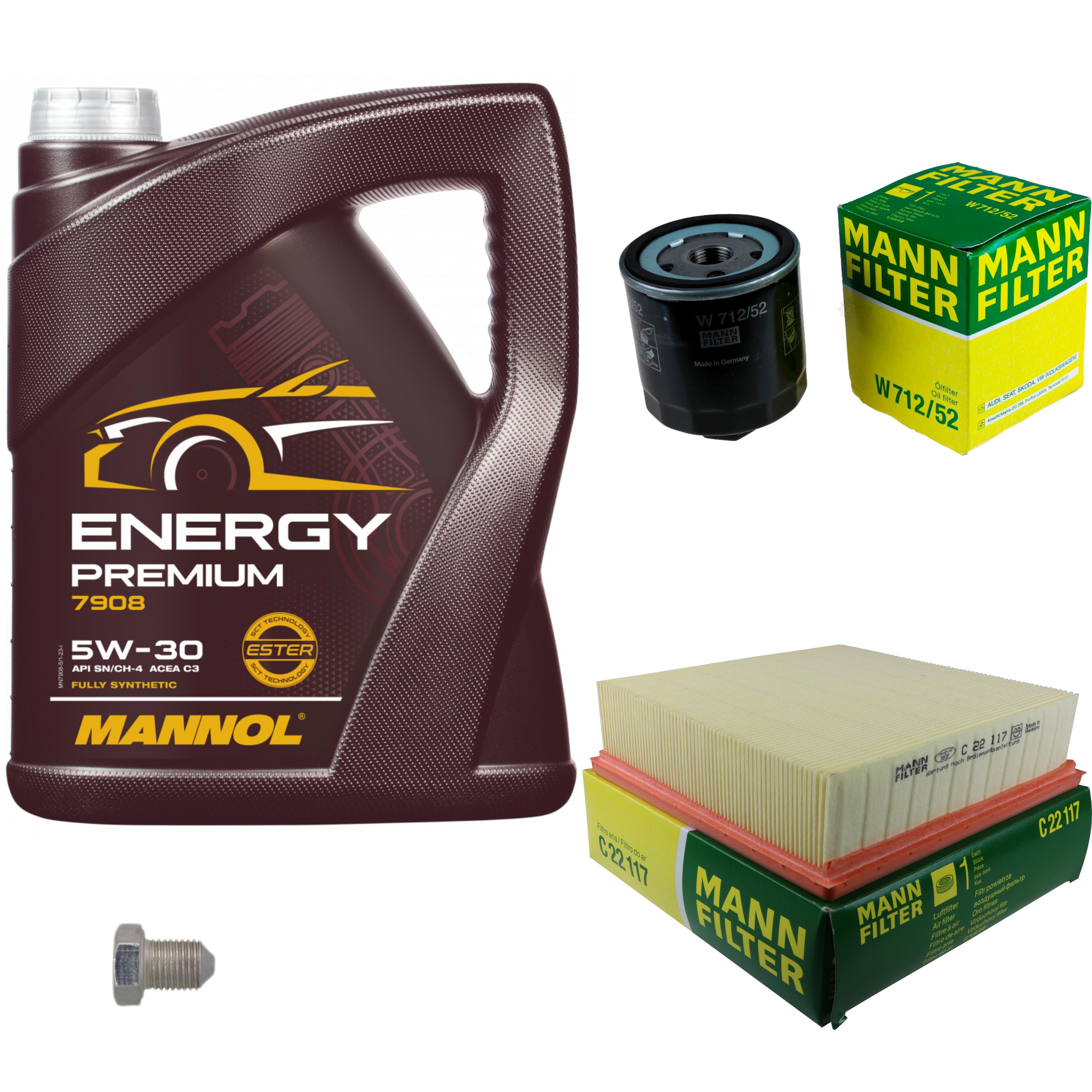 MANN Inspektionspaket 5 L MANNOL Energy Premium 5W-30 für VW Polo Coupe ...