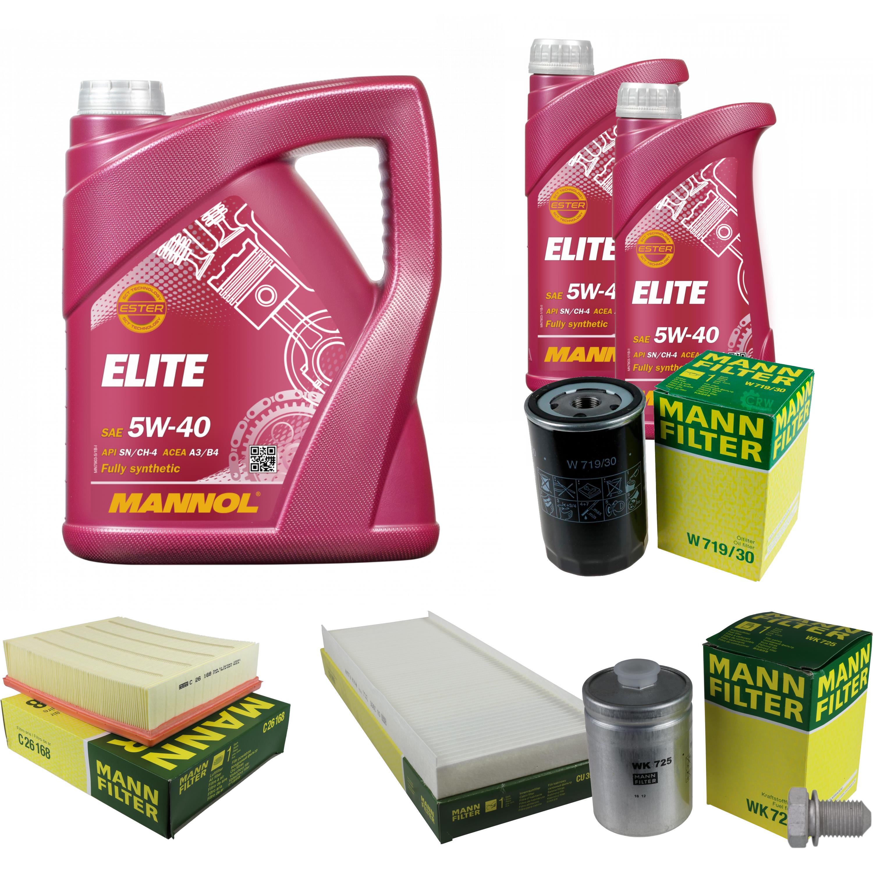 MANN Inspektionspaket 7 L MANNOL Elite 5W-40 für Audi VW A4 8D2 B5 1.8 ...