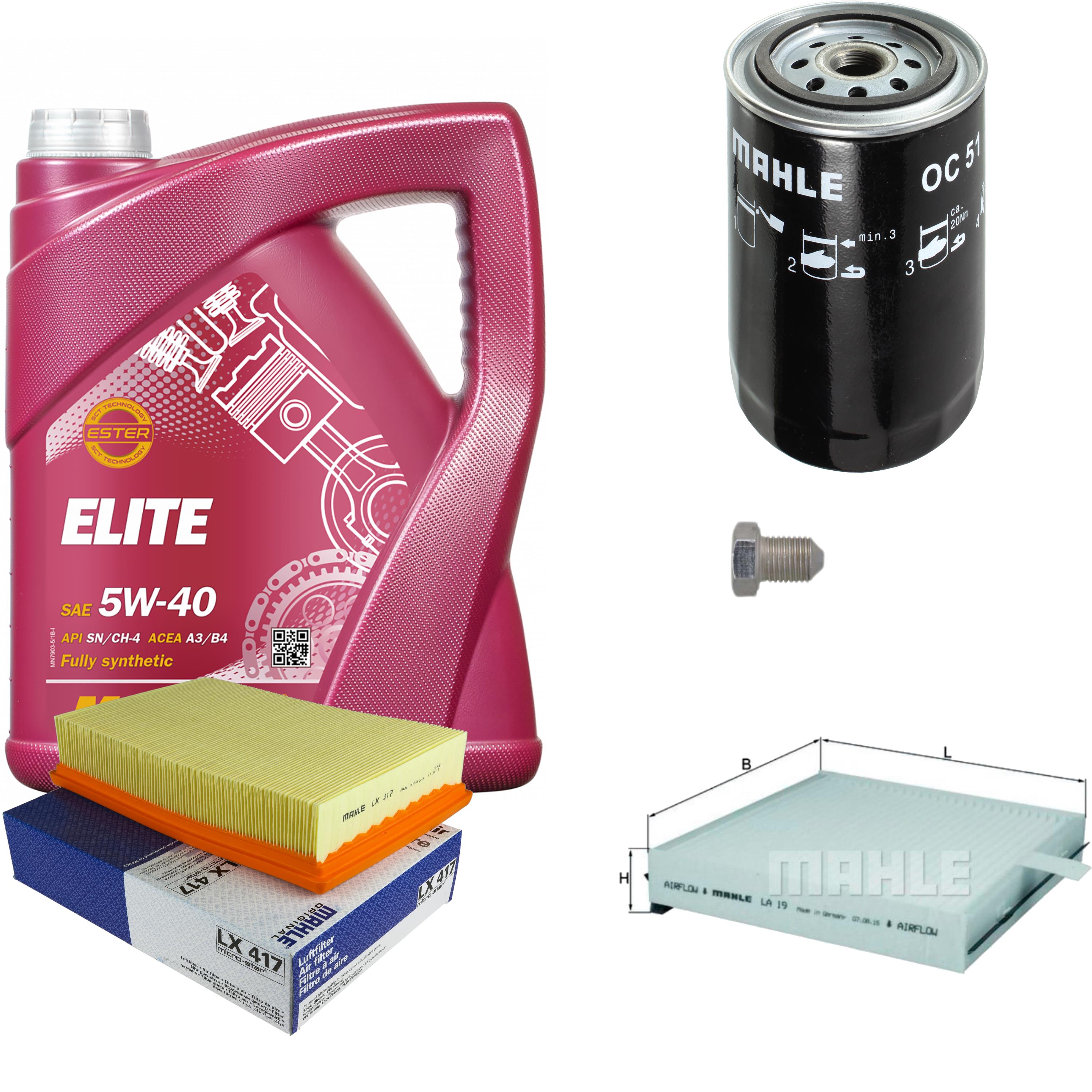 MAHLE Inspektionspaket 5 L MANNOL Elite 5W-40 für Seat Toledo I 1.9 D ...