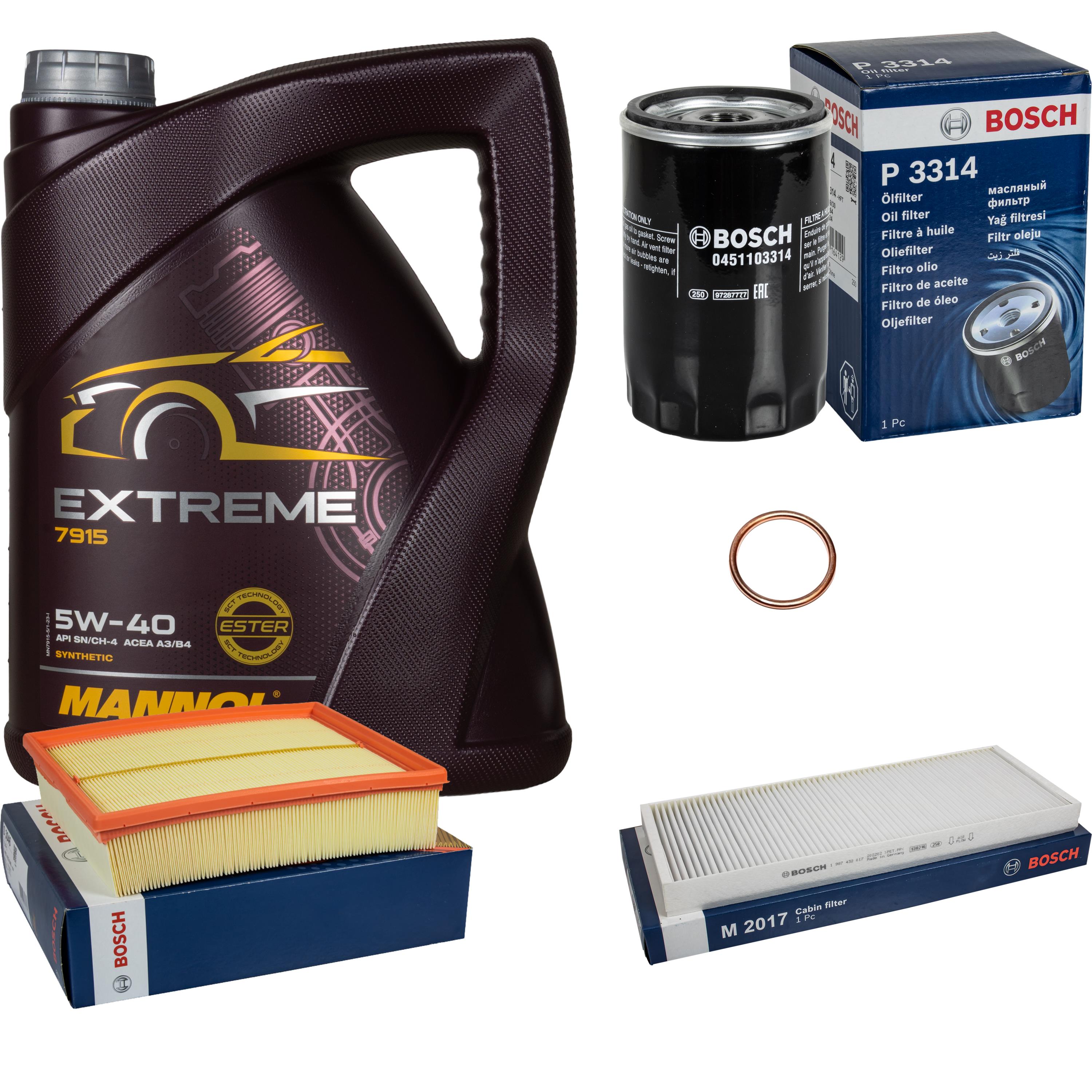 BOSCH INSPECTION SET mannol 5L 5W-40 Extreme pour Audi A4 8D2 B5 8D5 De ...