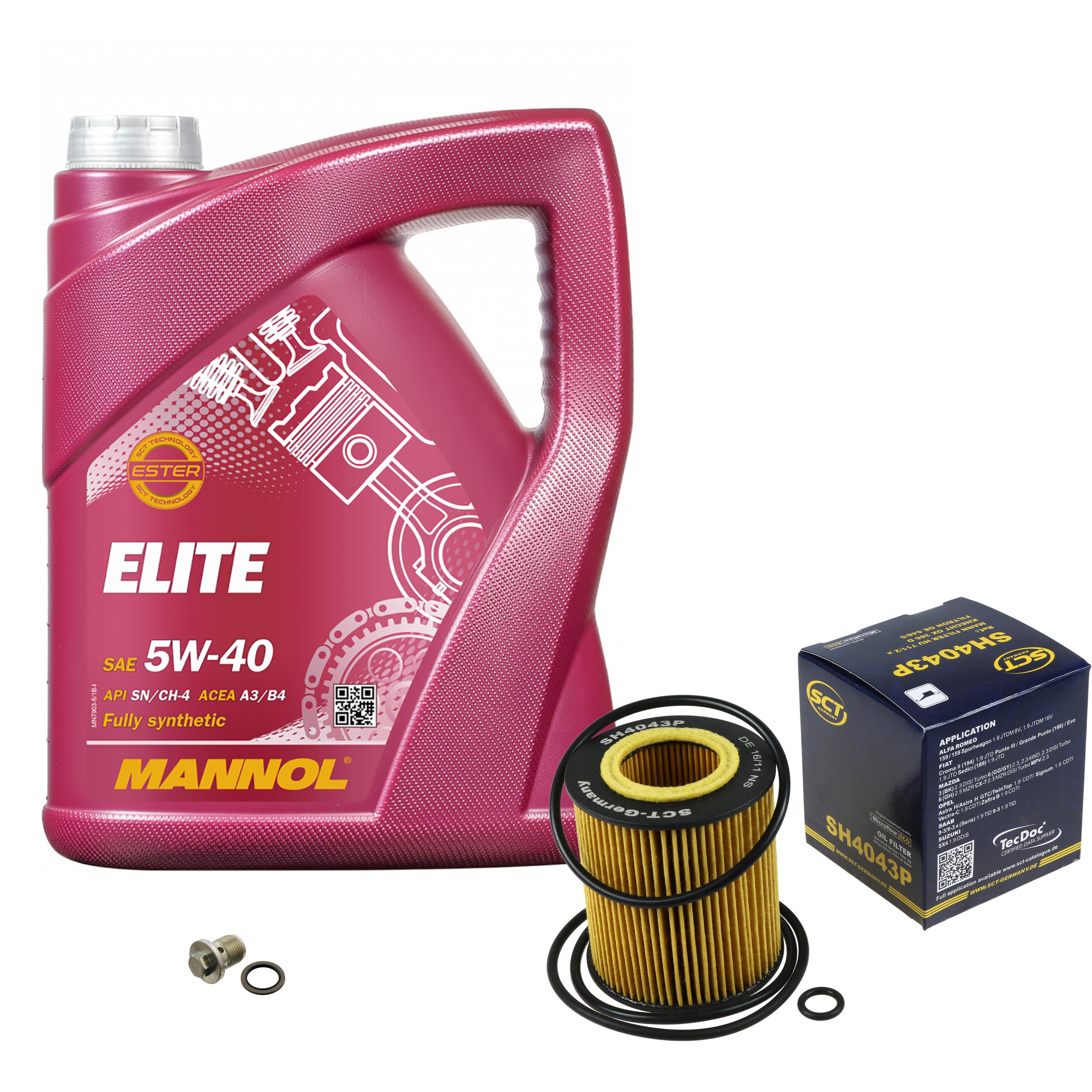 SCT Germany Ölfilter 5 L MANNOL Elite 5W-40 für Opel Fiat Vectra C ...