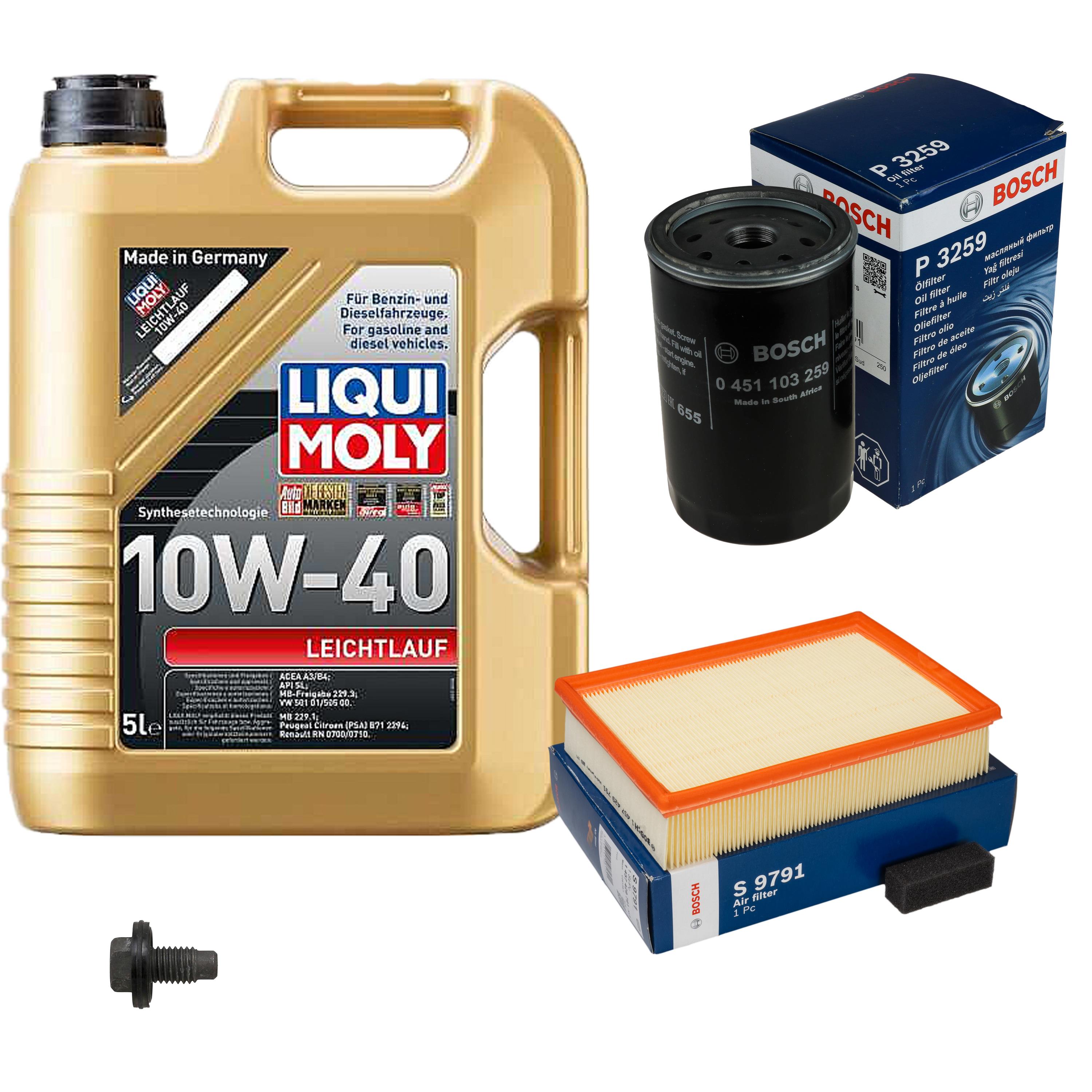 BOSCH INSPECTION SET 5L Liqui Moly Bon Fonctionnement 10W-40 pour Ford Escorte EUR 72,11 ...